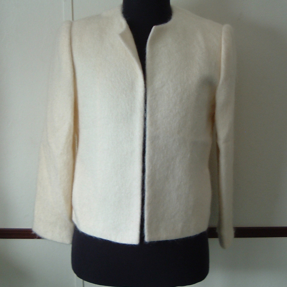Vintage White Mohair Open Blazer Jacket Pockets - Gem